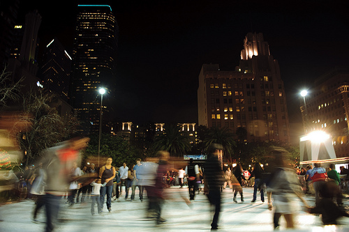Pershing Square Holiday Ice Skating Rink in Los Angeles, California ...
